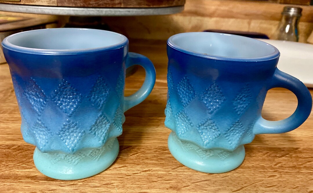 Fire King Kimberly Blue Milk Glass Mug - Etsy