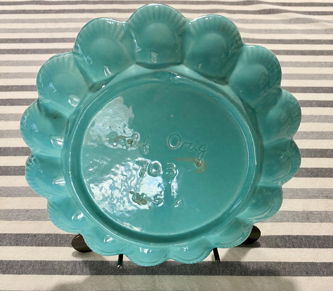 Vintage MCM Signed California Originals #703 Deviled Egg Plate Ceramic ...