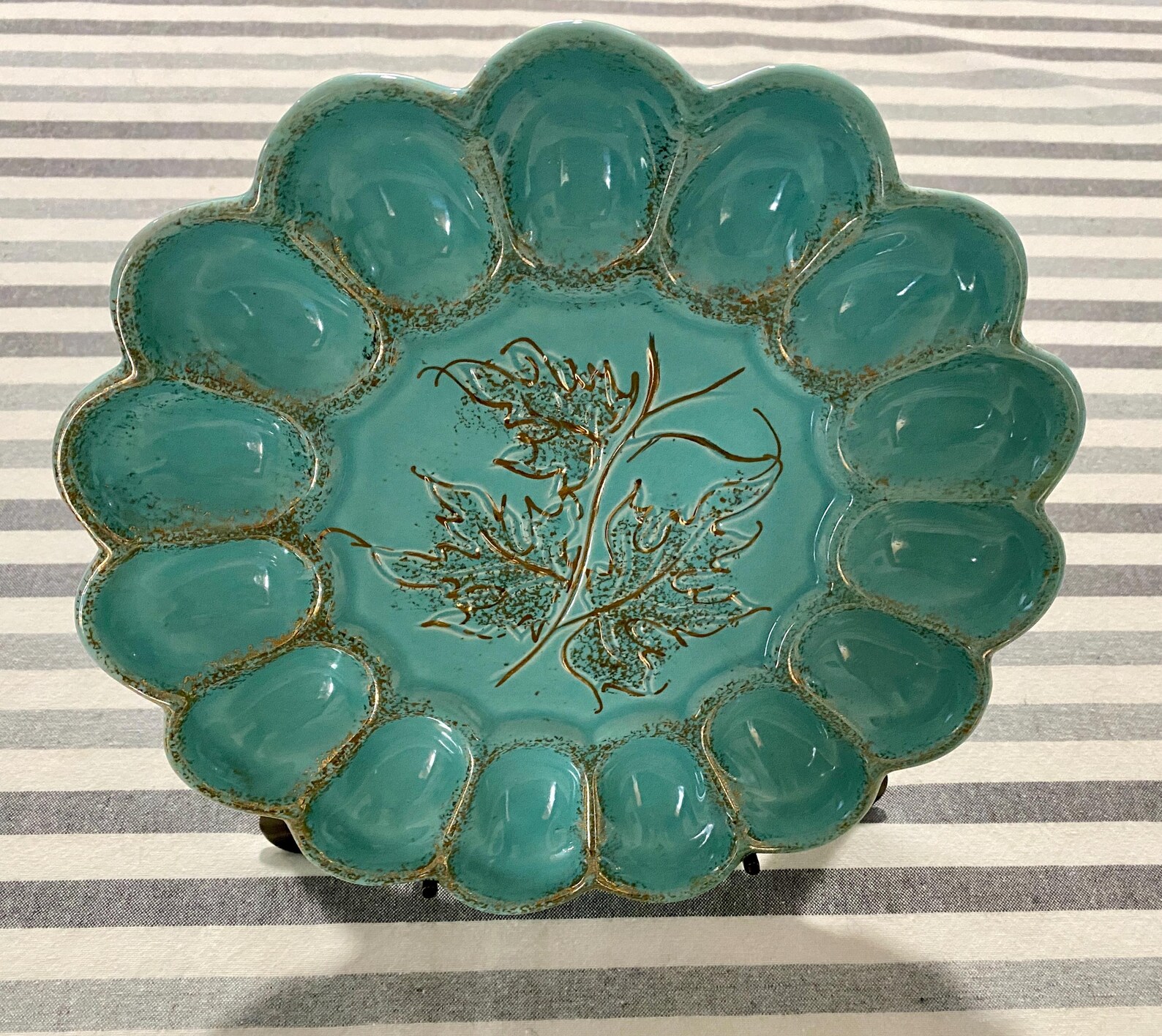 Vintage MCM Signed California Originals #703 Deviled Egg Plate Ceramic ...