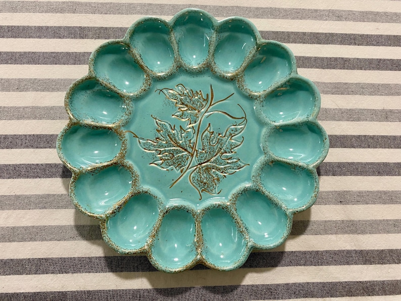 Vintage MCM Signed California Originals #703 Deviled Egg Plate Ceramic ...