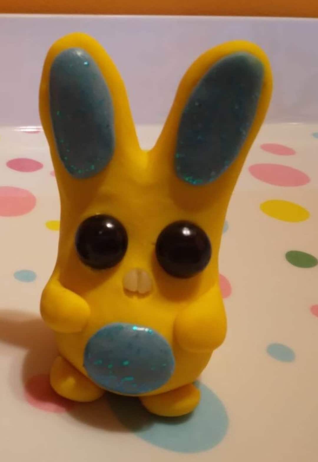 Handmade Poly Clay Silly Toofer Goofer EASTER BUNNY Miniature Figurine ...