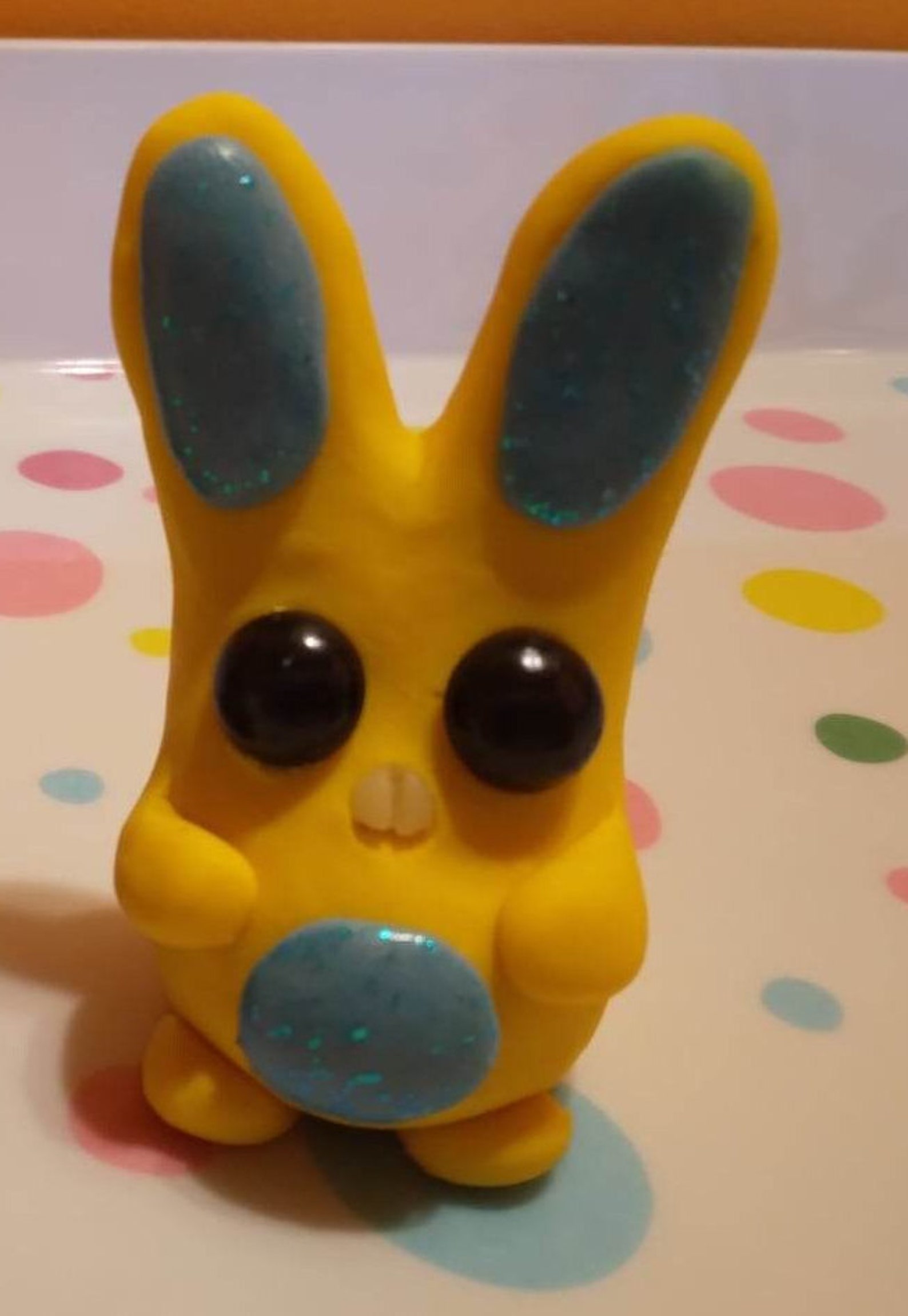 Handmade Poly Clay Silly Toofer Goofer EASTER BUNNY Miniature Figurine ...