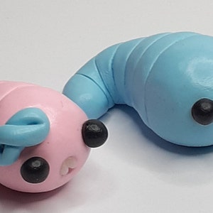 Cute Worm Figurines, Twin Pastel Worms, Pet Worms, Pastel Worms With ...