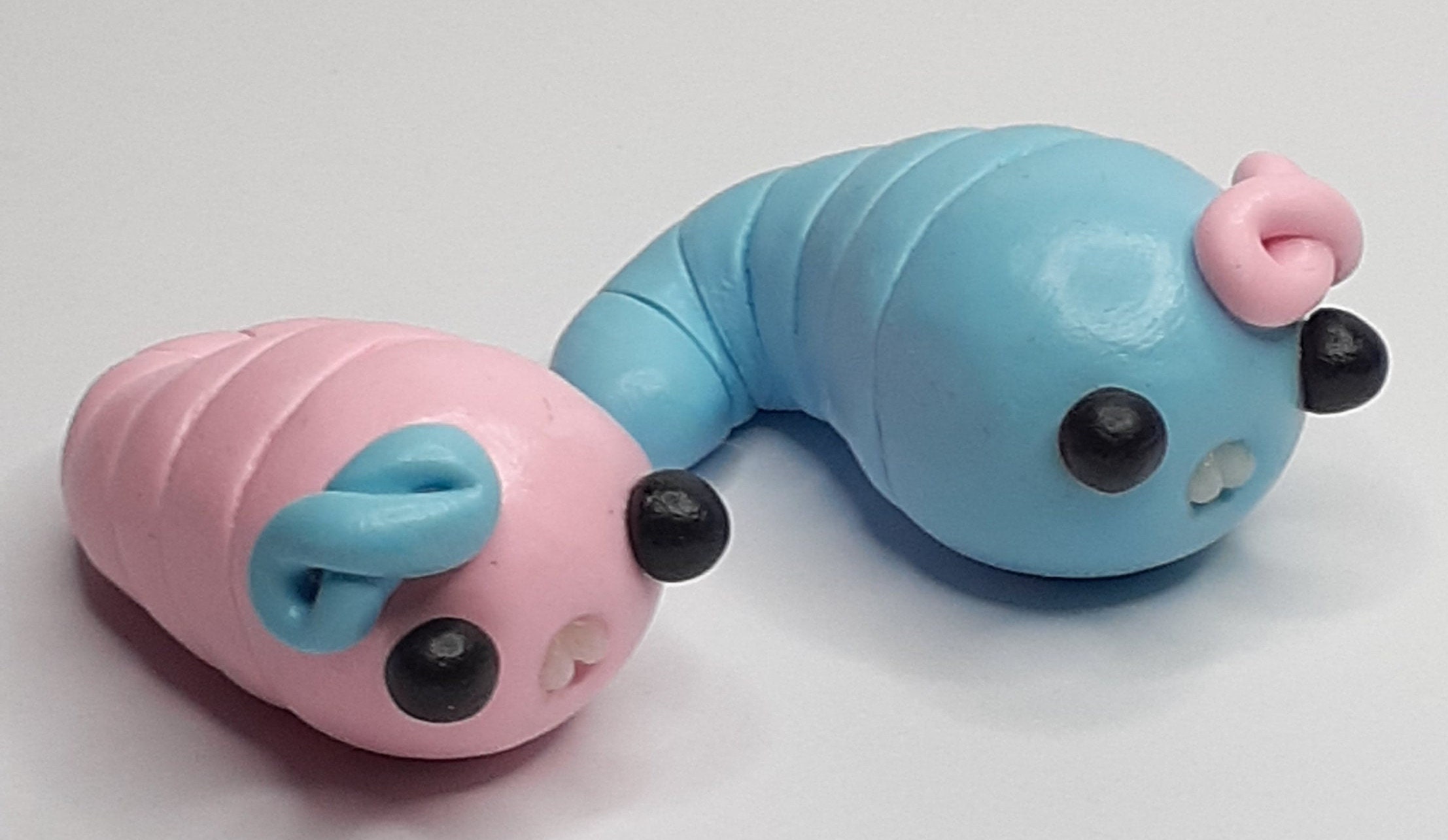 Cute Worm Figurines, Twin Pastel Worms, Pet Worms, Pastel Worms With ...