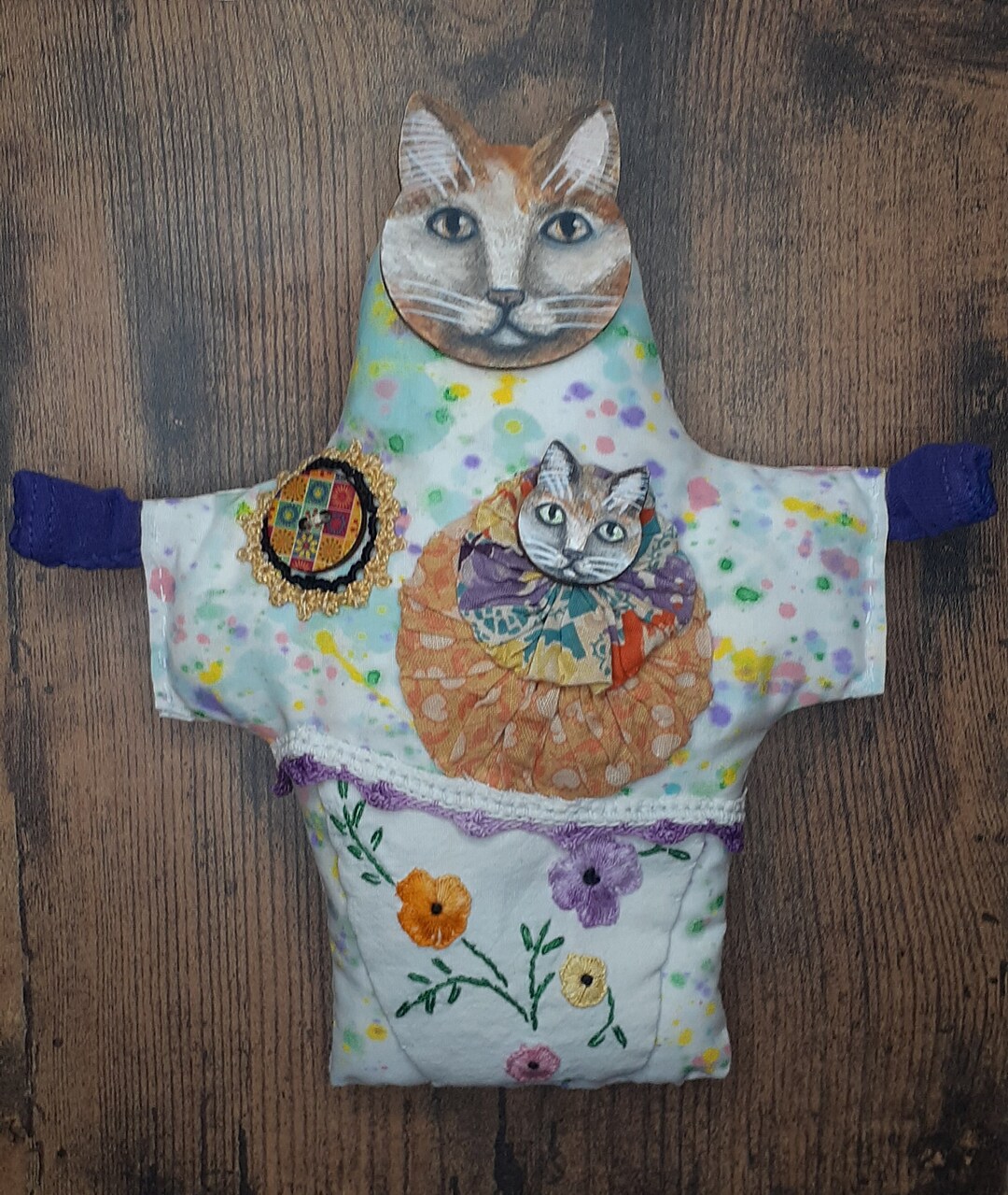 Cat Folk Art Doll / Wall Hanging ~ Hand-stitched ~ Serena & Posey ...