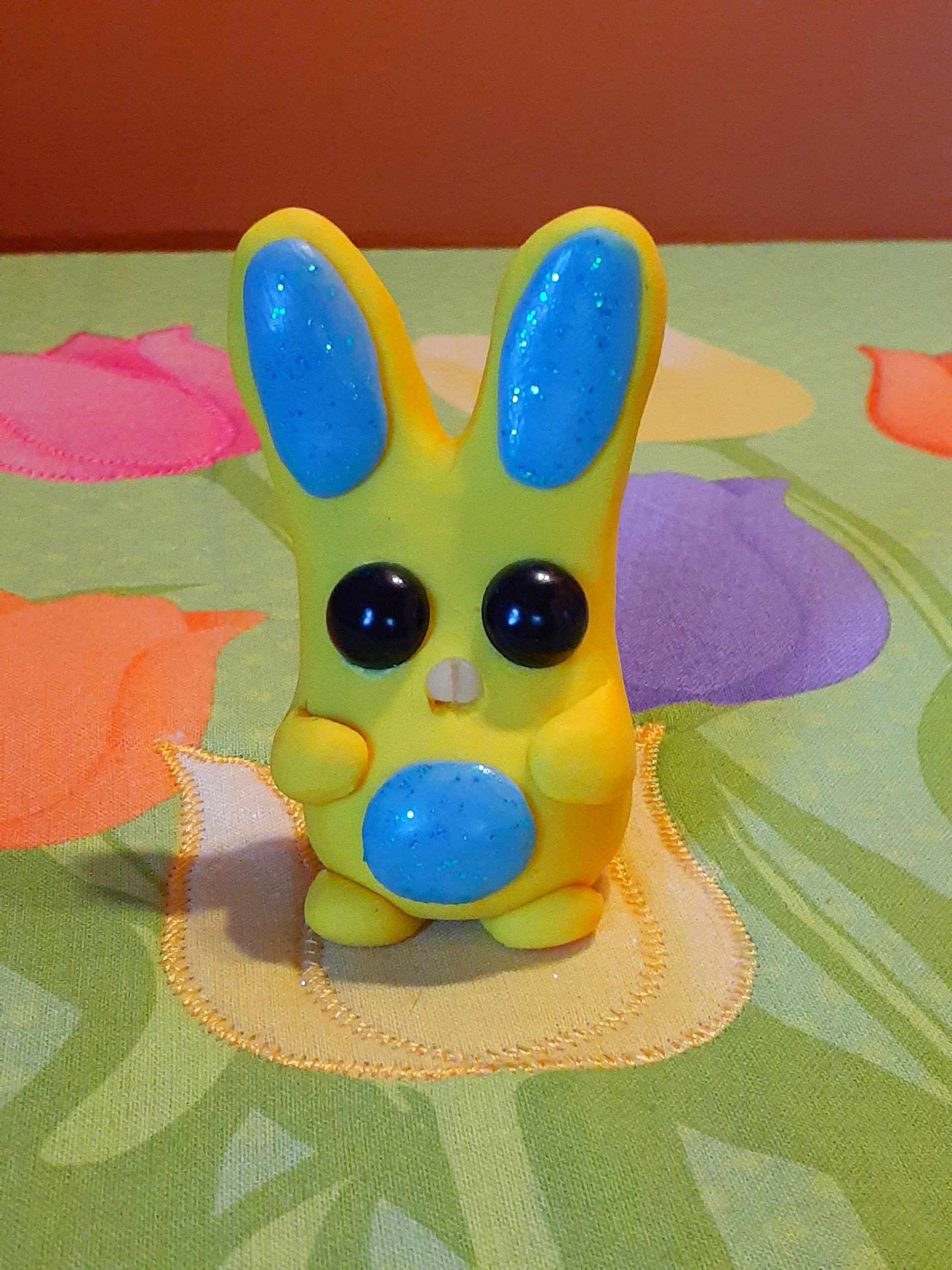 Handmade Poly Clay Silly Toofer Goofer EASTER BUNNY Miniature Figurine ...