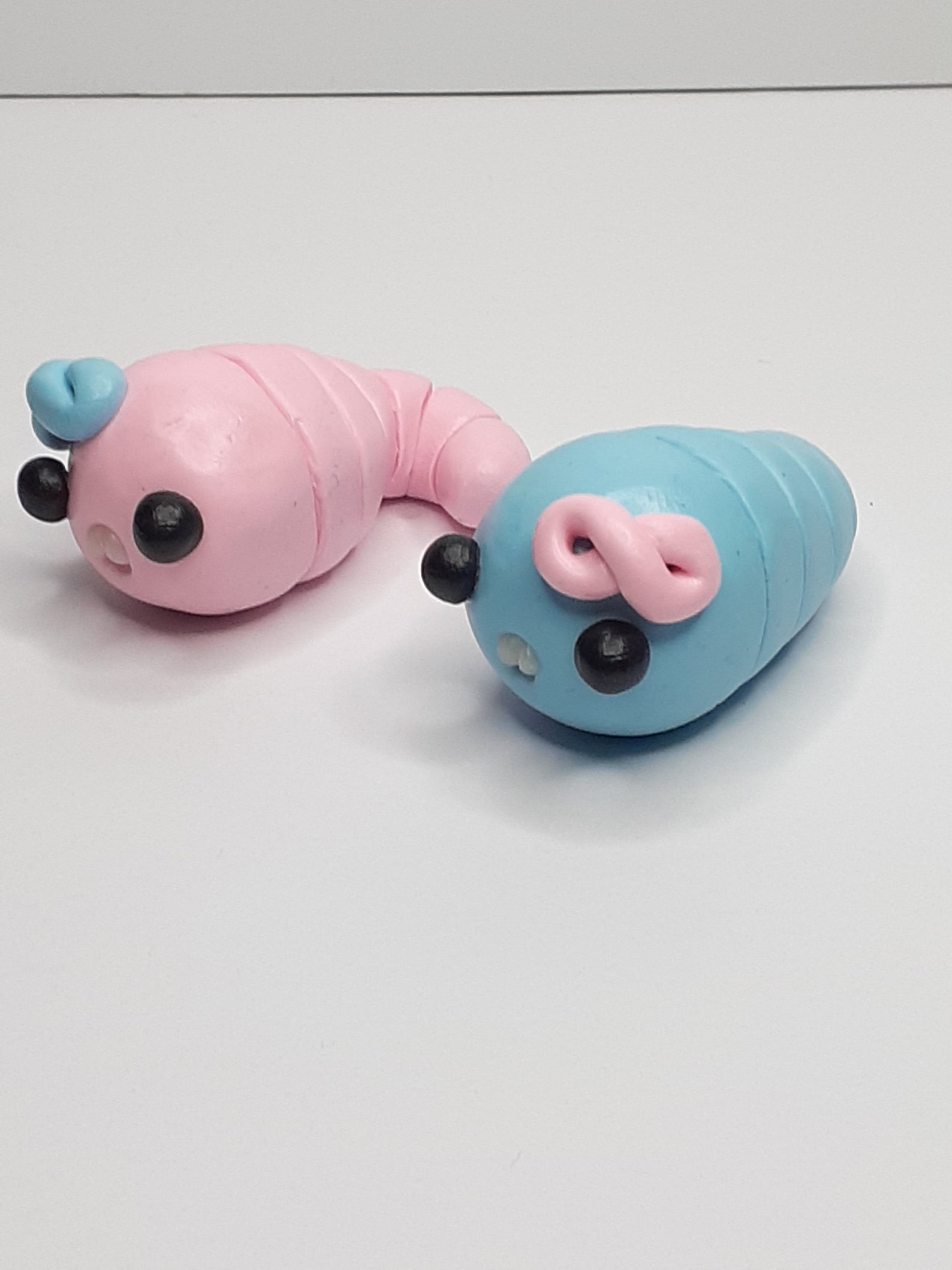 Cute Worm Figurines, Twin Pastel Worms, Pet Worms, Pastel Worms With ...