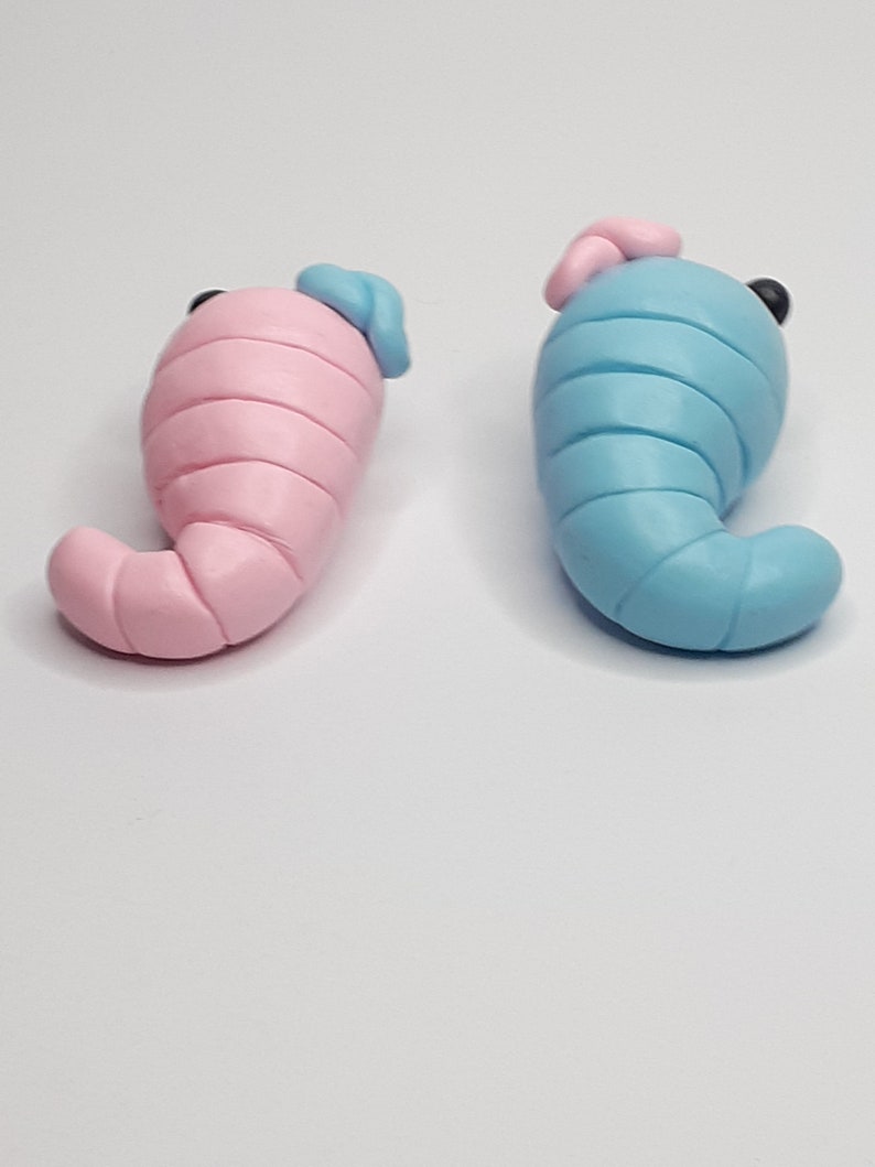 Cute Worm Figurines, Twin Pastel Worms, Pet Worms, Pastel Worms With ...