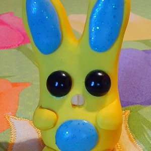 Handmade Poly Clay Silly Toofer Goofer EASTER BUNNY Miniature Figurine ...