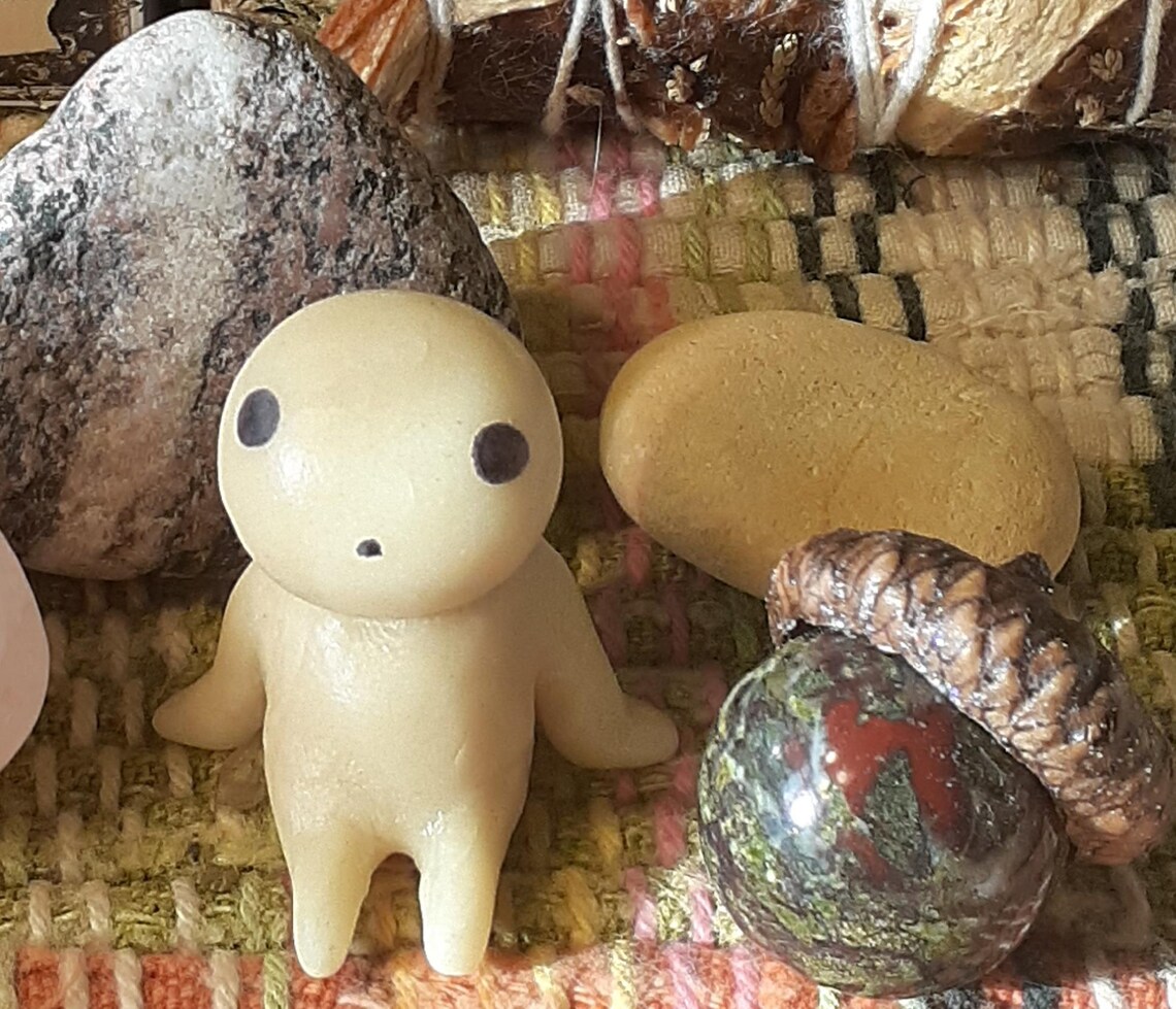 Wood Sprite Handmade Figure Atop a Moss Ball Glow in the Dark Forest ...