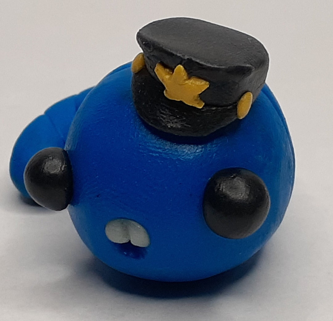Cute & Silly Worm With Teeth Figurine, Policeman Worm, Worm Figurine ...