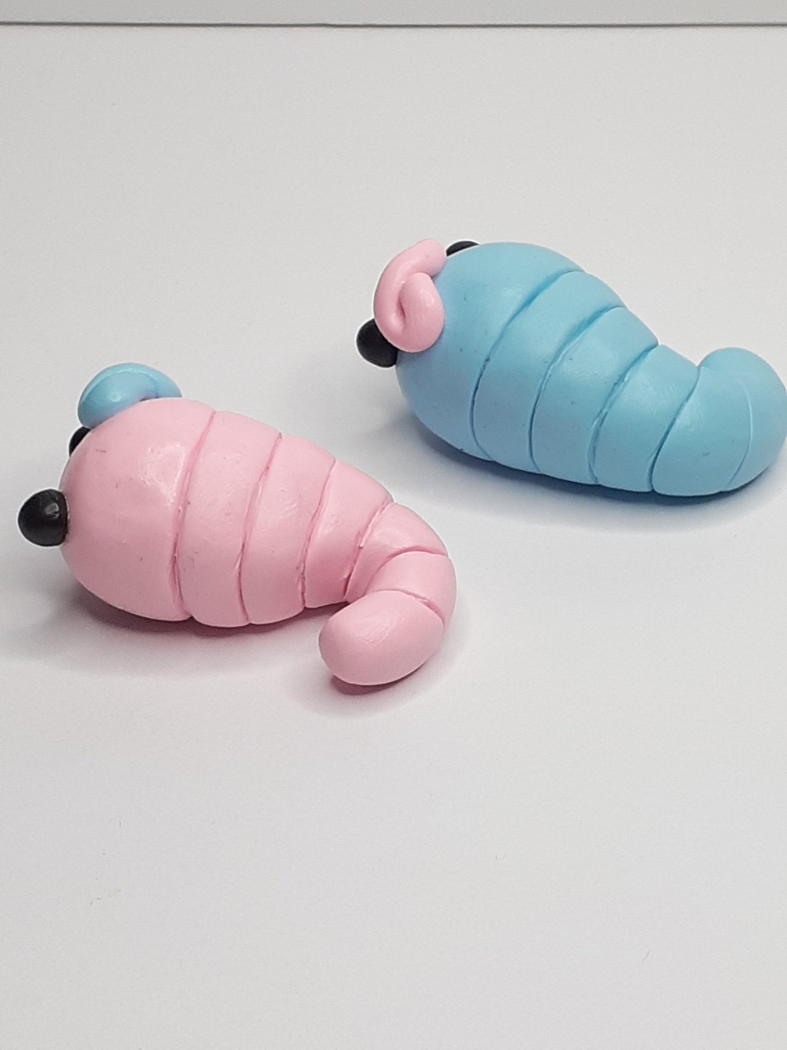 Cute Worm Figurines, Twin Pastel Worms, Pet Worms, Pastel Worms With ...