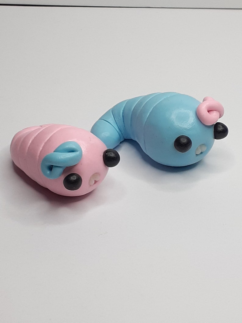 Cute Worm Figurines, Twin Pastel Worms, Pet Worms, Pastel Worms With ...