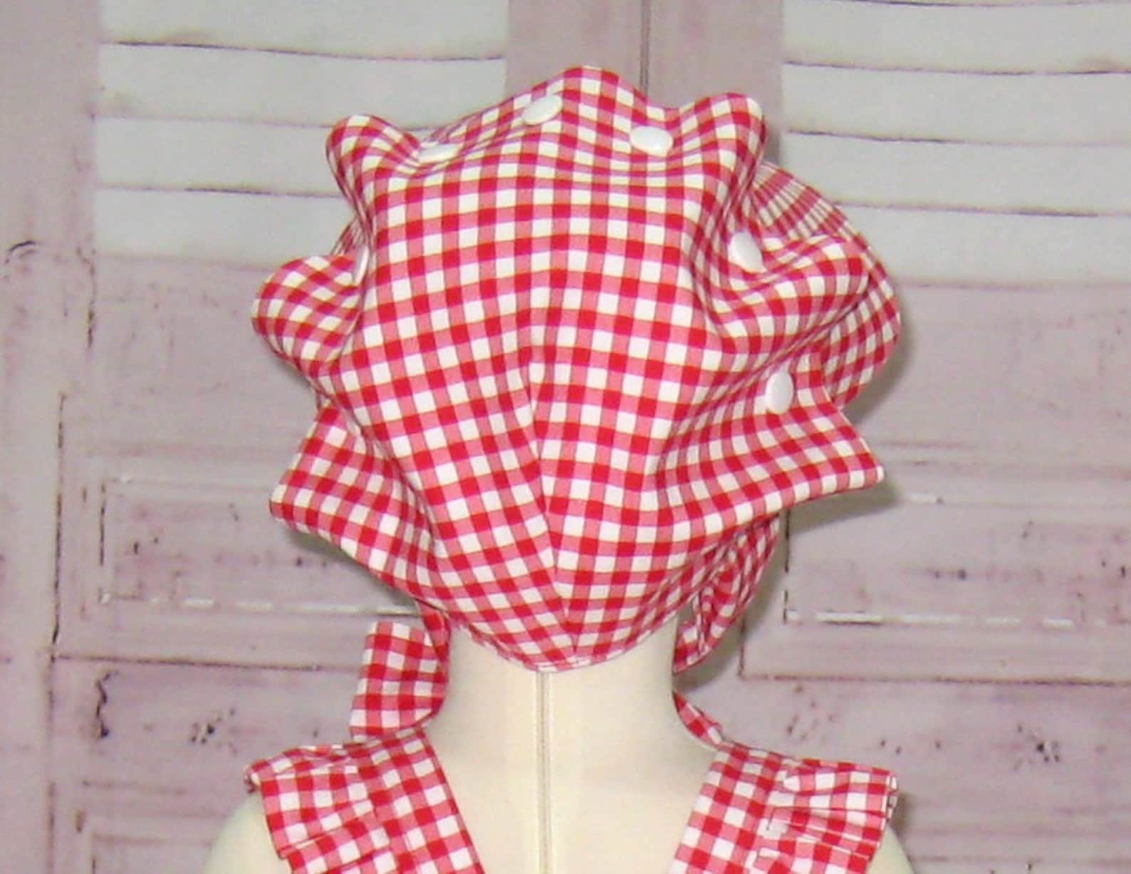 Ruffle Bonnet Red Bonnet Button Bonnet Gingham Bonnet Red - Etsy