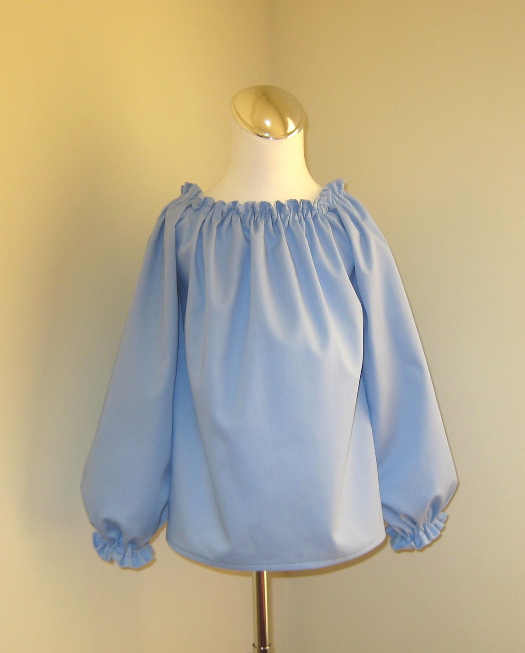 Light Blue Long Sleeve Top, Girl Blue Top, Long Sleeve Blue Blouse ...