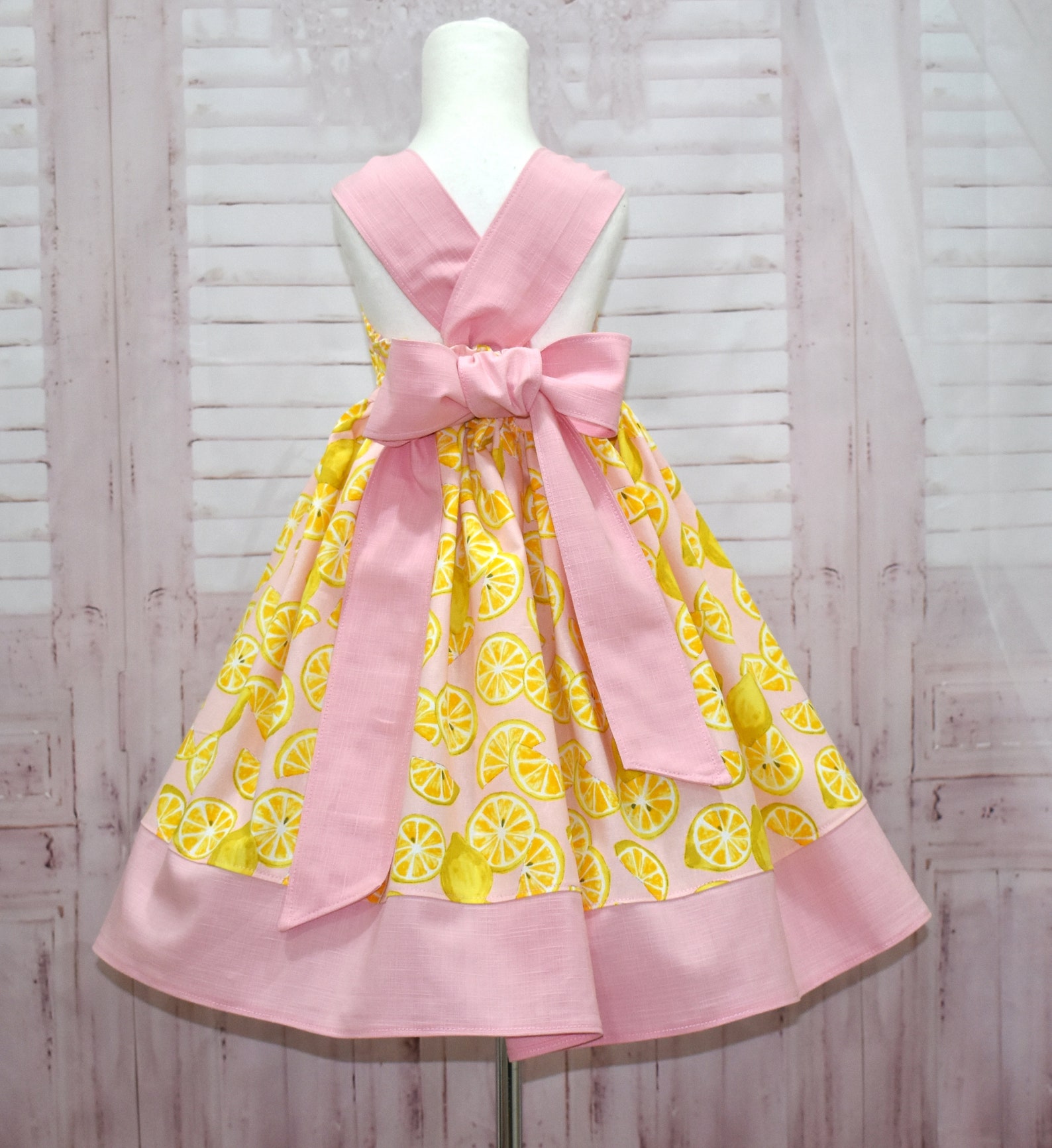 Pink Lemonade Dress, Pink Dress, Lemon Dress, Pink and Yellow Dress ...