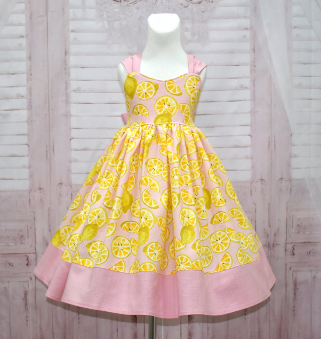 Pink Lemonade Dress, Pink Dress, Lemon Dress, Pink and Yellow Dress ...