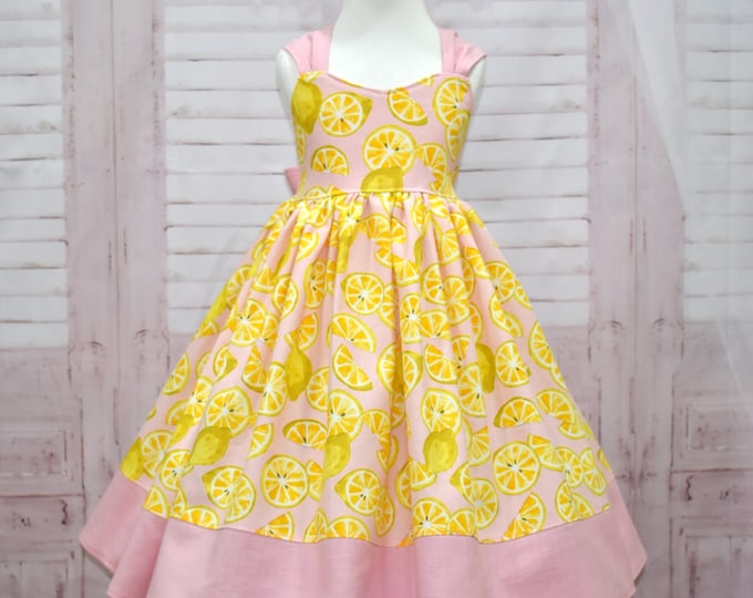 Pink Lemonade Dress, Pink Dress, Lemon Dress, Pink and Yellow Dress ...