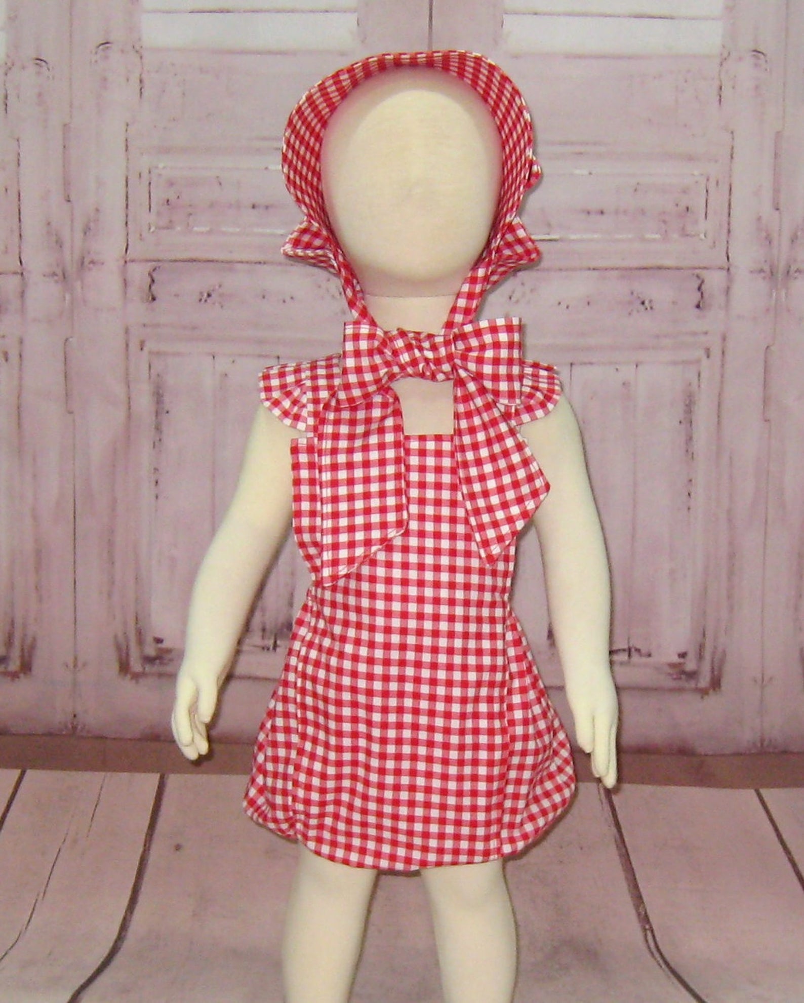 Ruffle Bonnet Red Bonnet Button Bonnet Gingham Bonnet Red - Etsy