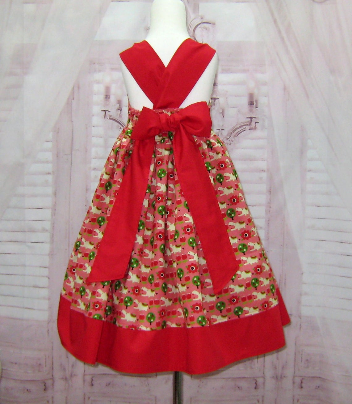 Girl Red Dress Red and Pink Dress Hippopotamus Dress Pink - Etsy
