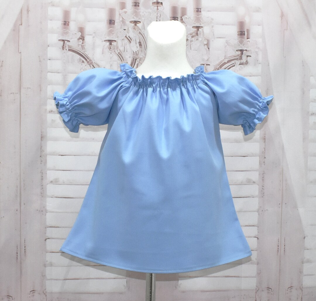 Light Blue Top, Girl Peasant Top, Girl Light Blue Blouse, Ruffle Neck ...
