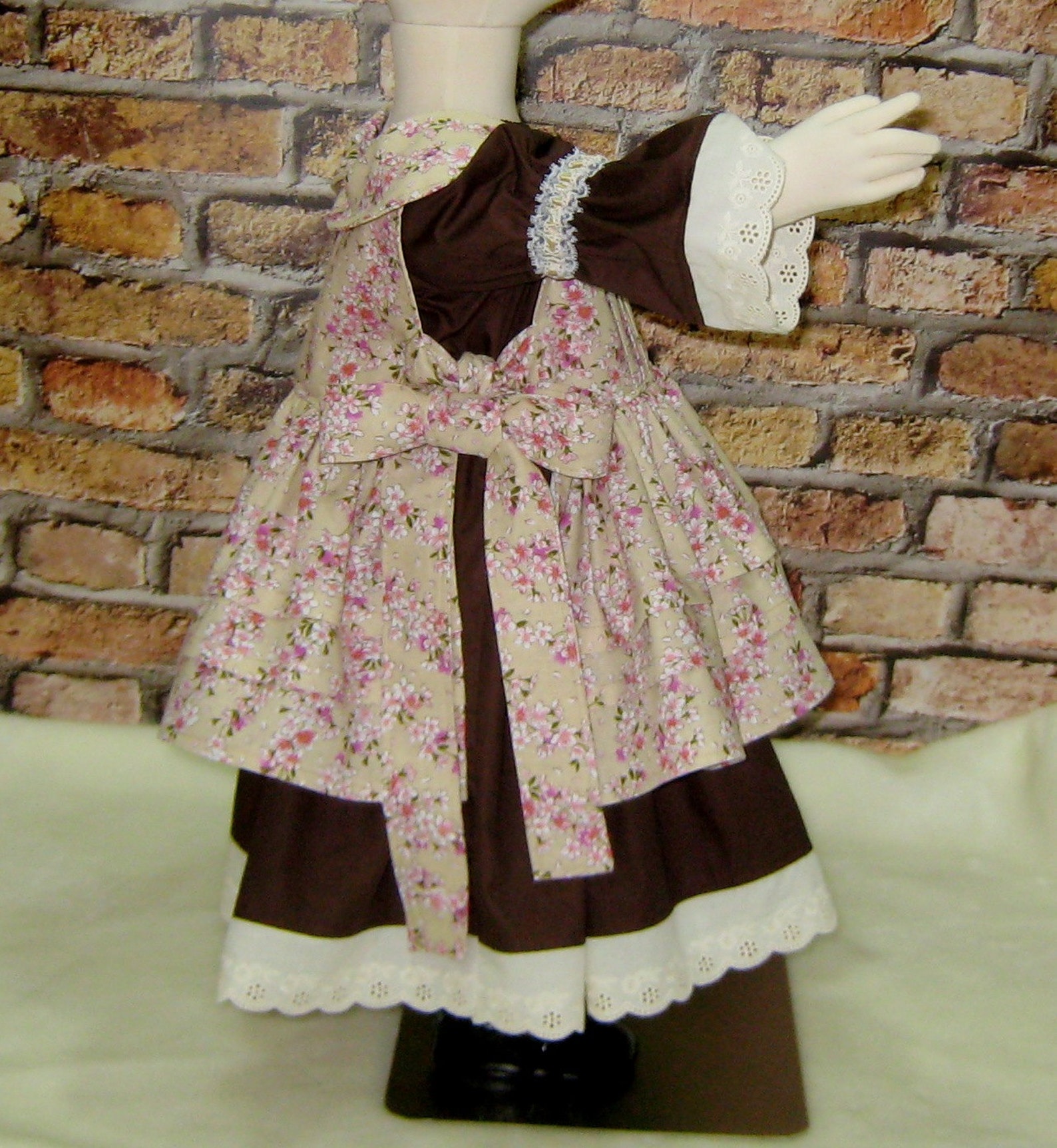 Girl Vintage Style Dress Girl Brown Dress Fall Dress Lace - Etsy
