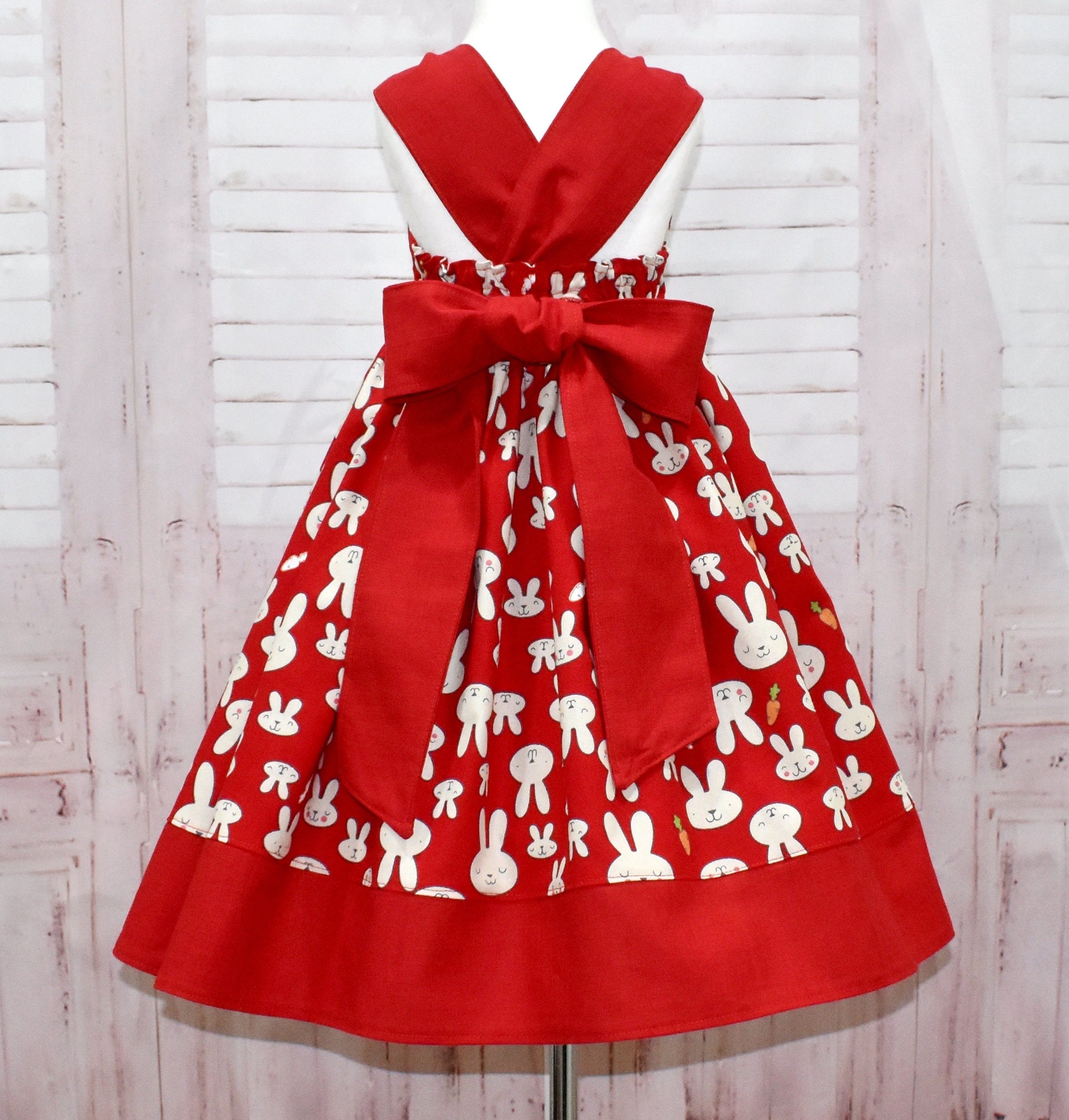 Red Dress Bunny Dress Girl Easter Dress Toddler Red Dress | Etsy