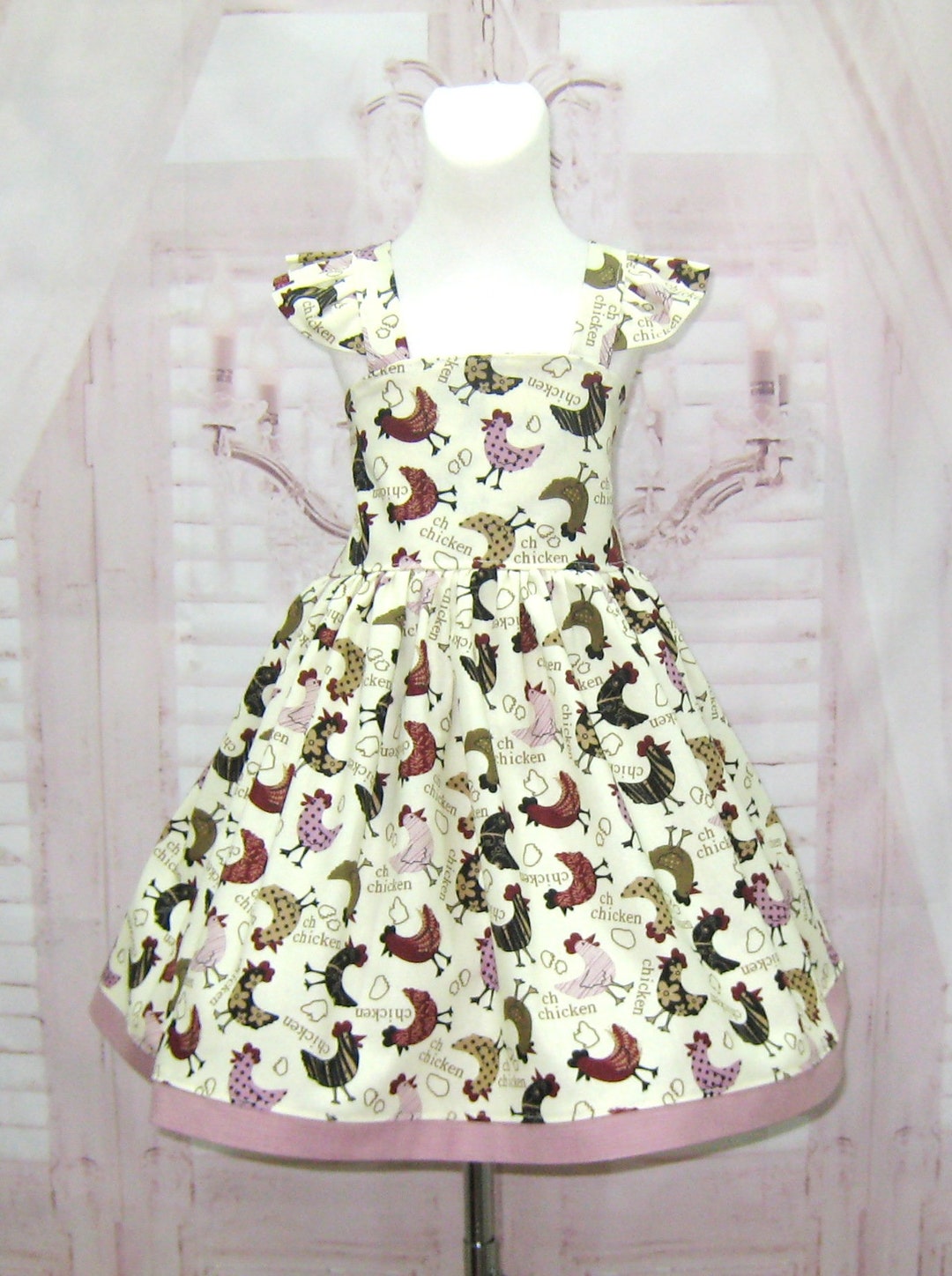 Chicken Dress, Girl Ivory Dress, Girl Chickens Dress, Farm Dress ...
