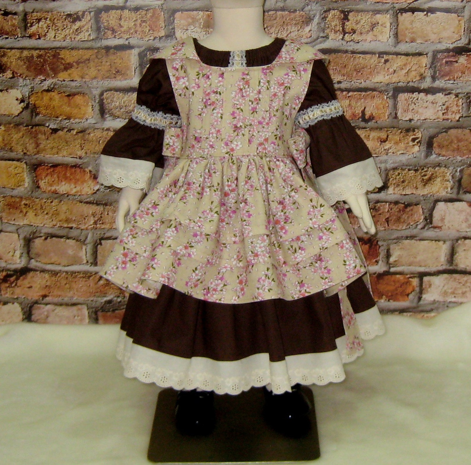 Girl Vintage Style Dress Girl Brown Dress Fall Dress Lace - Etsy