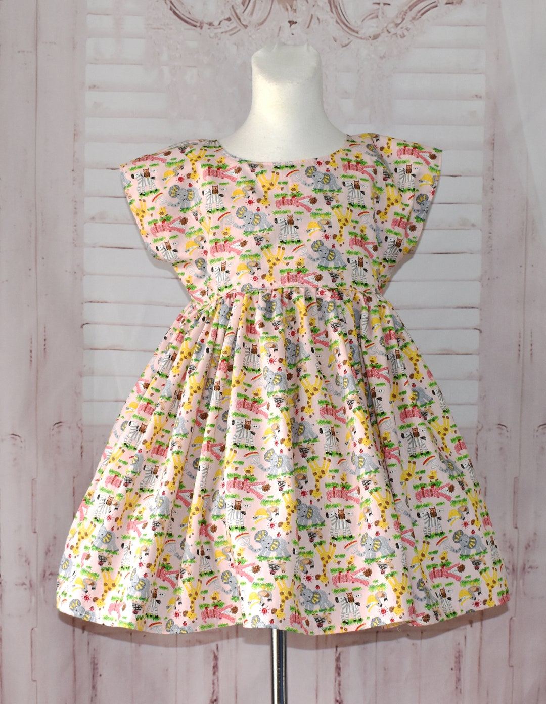 Zoo Dress, Pink Dress, Girl Summer Dress, Vintage Style Dress, Zebra ...