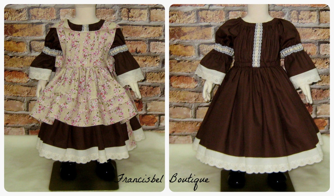 Girl Vintage Style Dress Girl Brown Dress Fall Dress Lace - Etsy