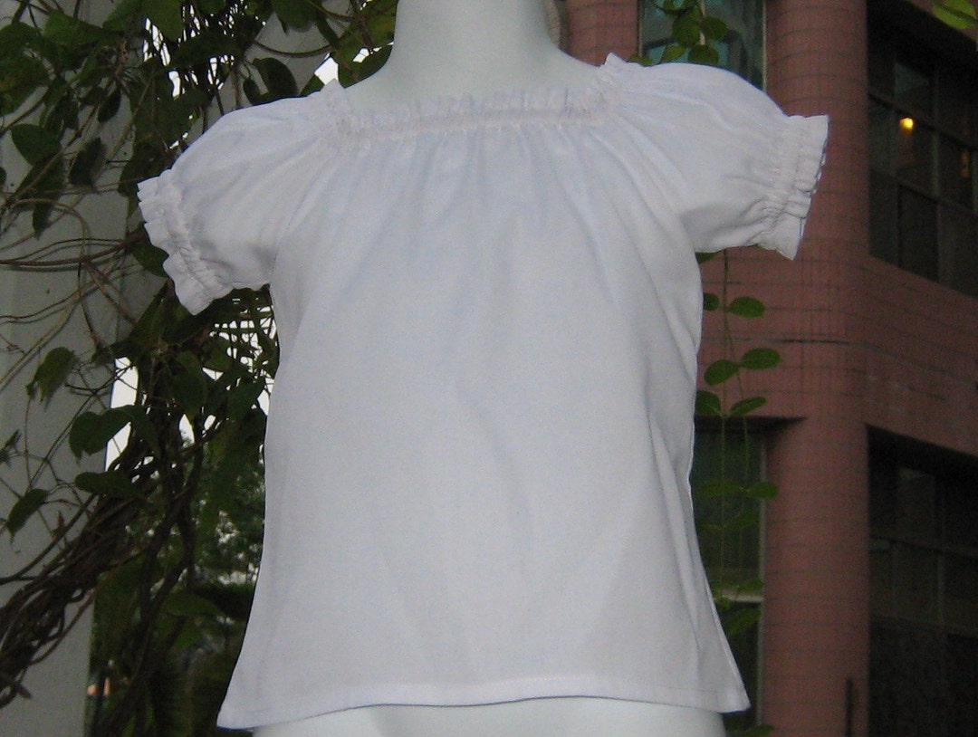 White Peasant Top 12M to 7, Peasant Top, Girls Peasant Top. White ...
