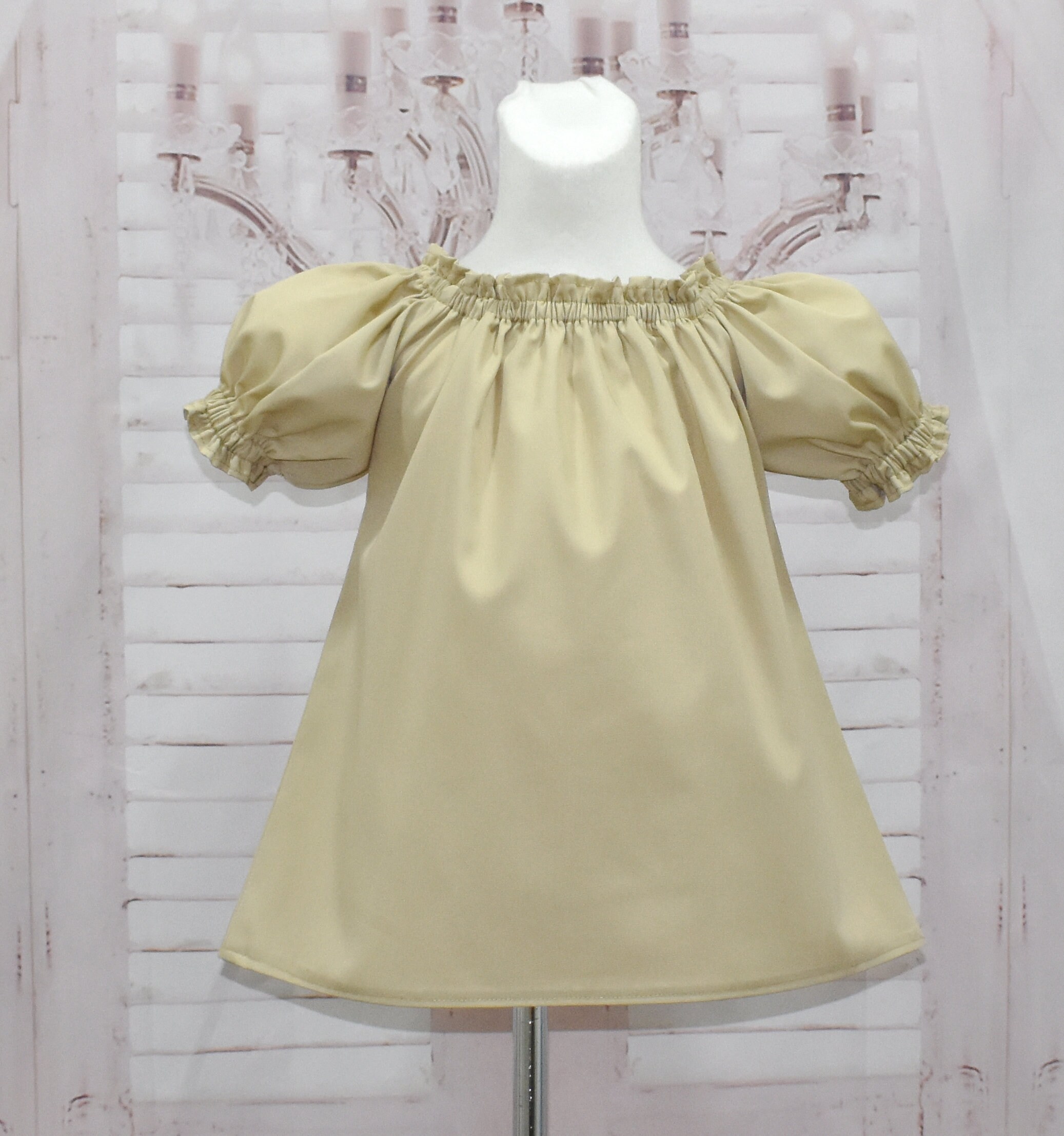 SALE Tan Top, Girl Peasant Top, Girl Tan Blouse, Ruffle Neck Top ...