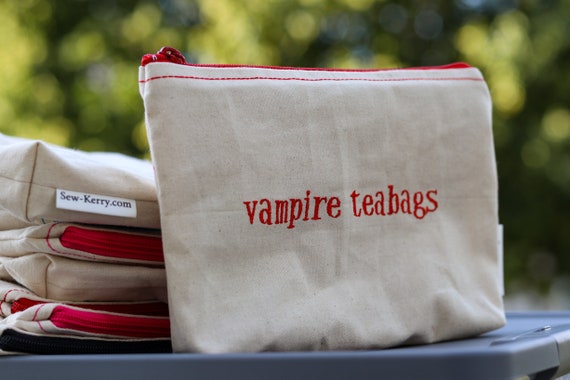Embroidered Zipper Pouch-vampire Teabags ezip 1 - Etsy
