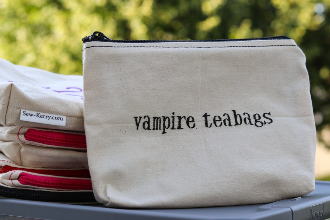 Embroidered Zipper Pouch-vampire Teabags in Black - Etsy