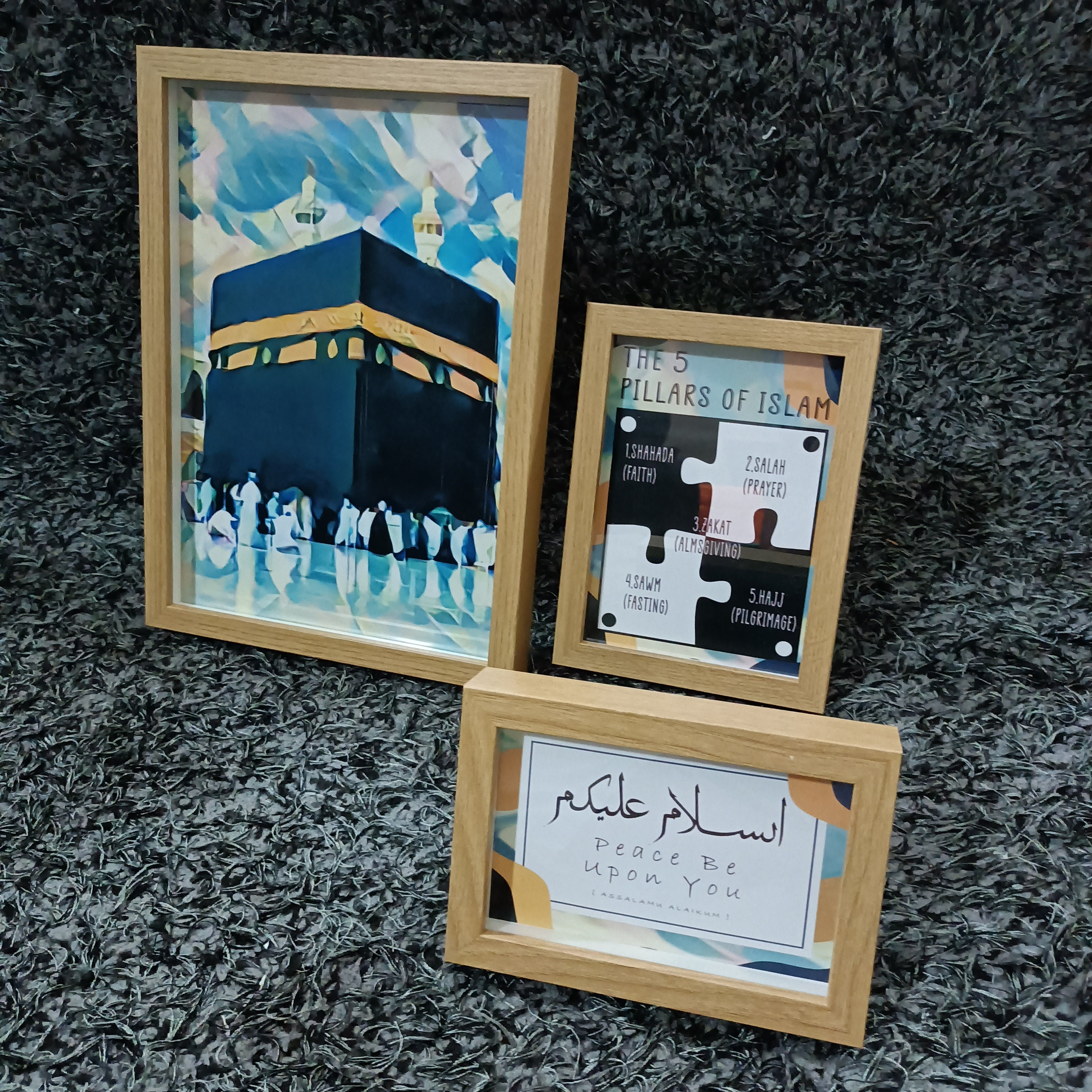 Watercolor Painting Style Kaaba Wall Art, Print Kaaba, 3 Islamic Frame ...