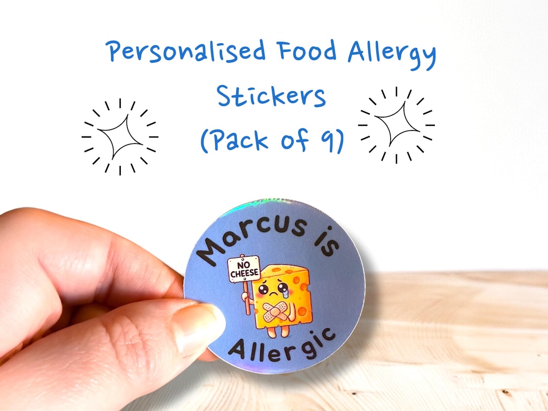 Personalised Food Allergy Stickers Pack, 9 Stickers per Pack ...