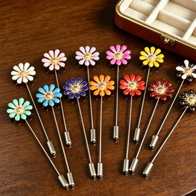Vintage Enamel Daisy Pins - Etsy