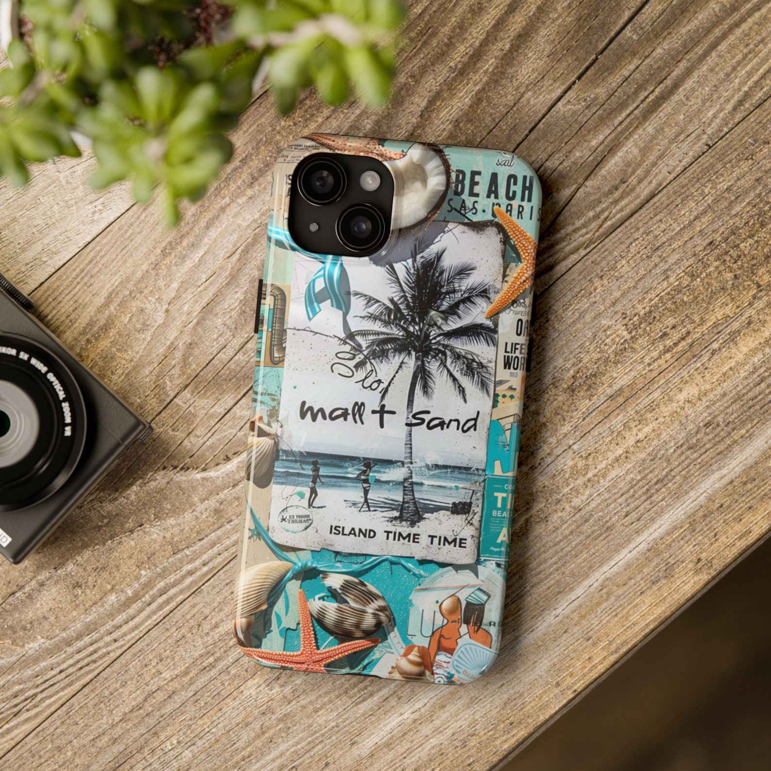 Tropical Beach Collage Phone Case, Coastal Aesthetic iPhone 11 12 13 ...