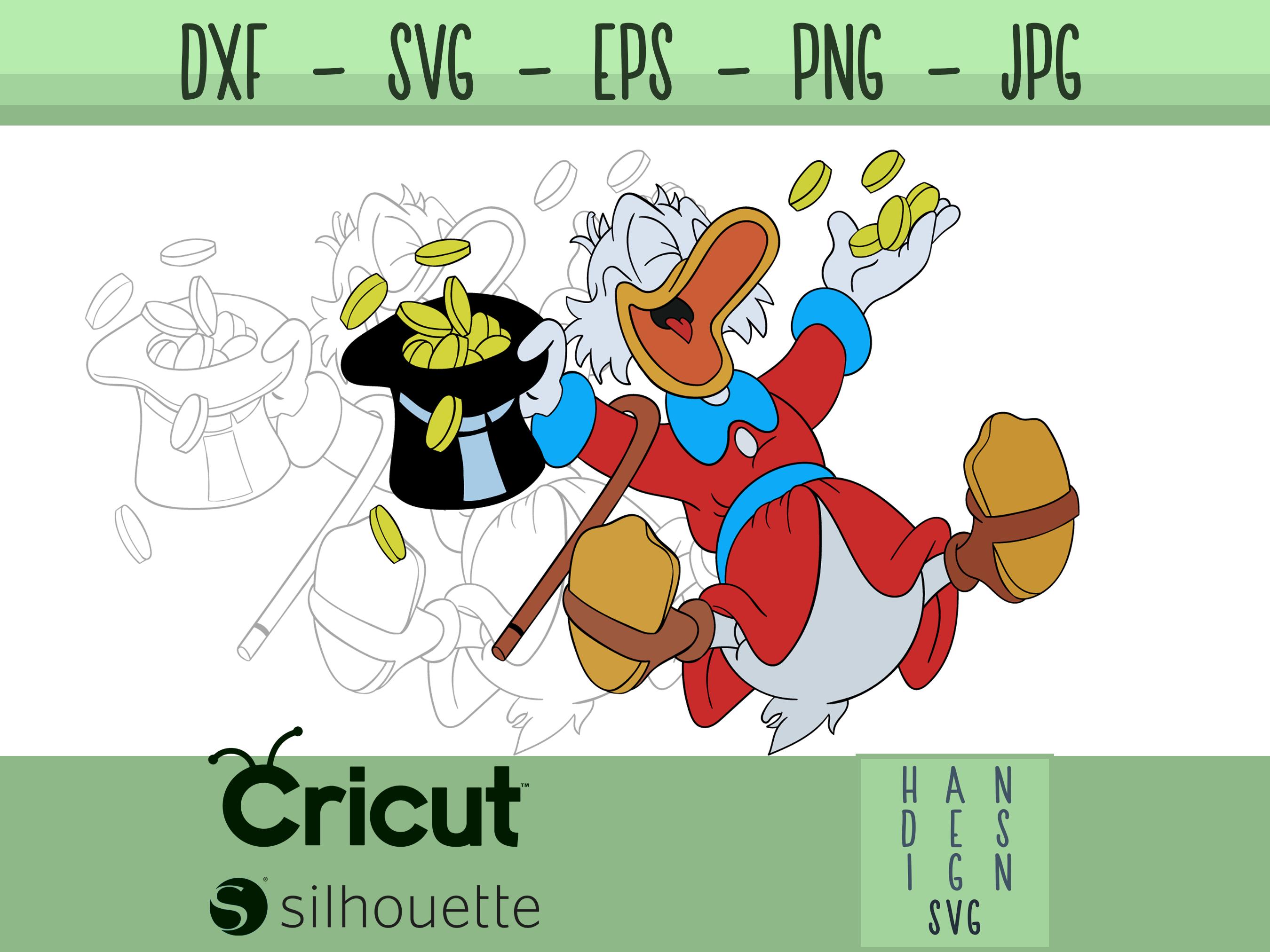 Scrooge Mc Duck Hand Made SVG, PNG, Dxf, Sublimation, Cricut, Walt ...