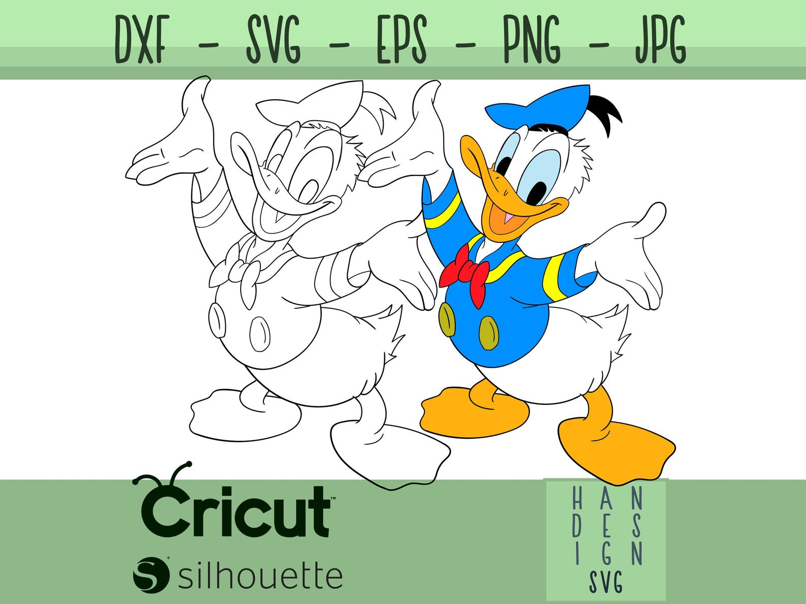 Handmade Donald Duck SVG, Disney SVG Clipart, Donald Duck Cut File ...