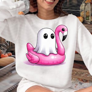 Ghost Pool Flamingo Png, Summer Png, Ghost on a Pool Floaty Png, Cute ...