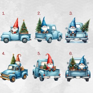 Christmas Gnome and Truck Clipart, Watercolor Christmas Clipart, Winter ...