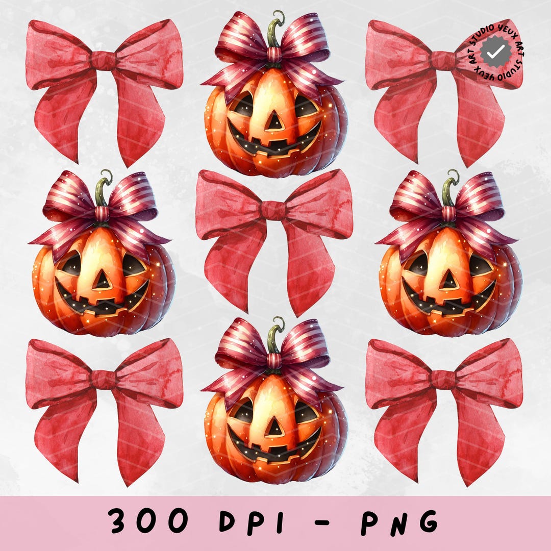 Coquette Halloween Png, Coquette Bow Png, Autumn Pumpkin Png, Pumpkin ...