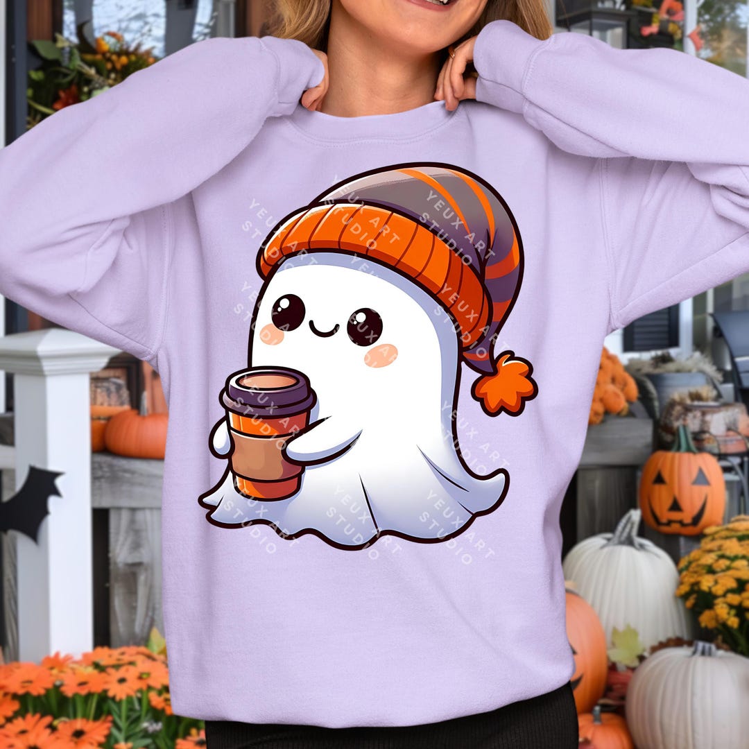 Cute Ghost Png, Ghost Drinking Coffee Png, Halloween Png, Spooky Season Png, PNG - Etsy