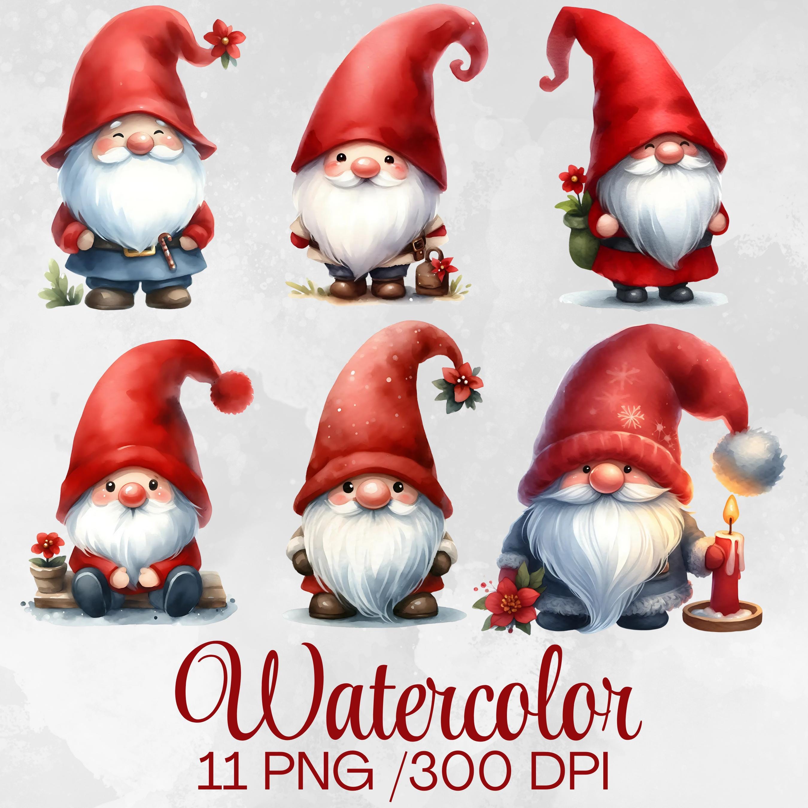 11 Watercolor Christmas Gnomes Clipart, Christmas Png, Watercolor Png ...