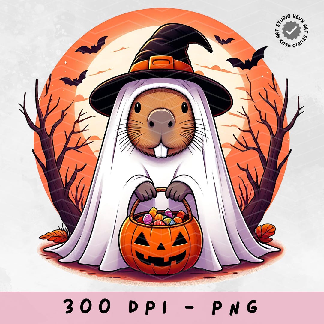 Capybara Halloween Ghost Png, Funny Halloween Png, Halloween Png ...