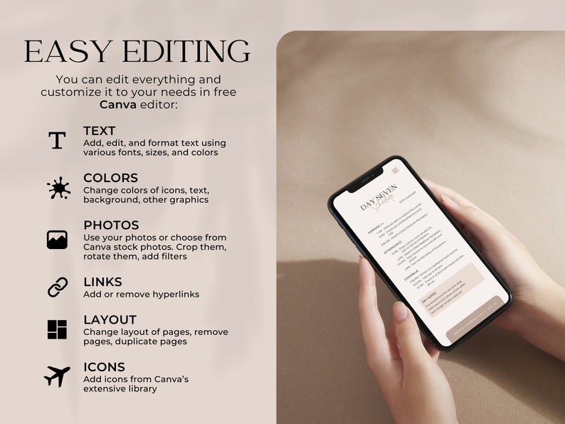 Editable Travel Itinerary Template Trip Mobile Planner Digital Vacation ...
