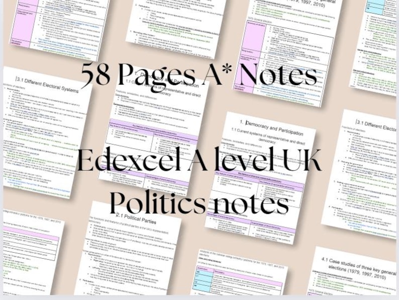 Edexcel A Level Politics Notes A* Notes - Etsy