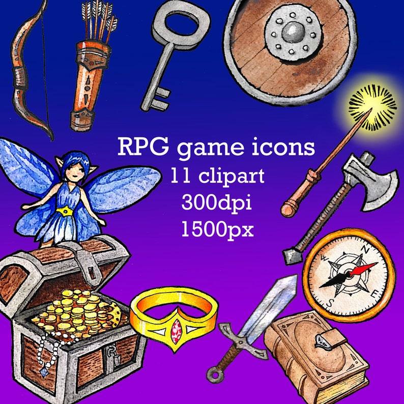RPG Game Icons Clip Art 11 Png Fantasy Video Game Fairy Tail Scrapbook ...